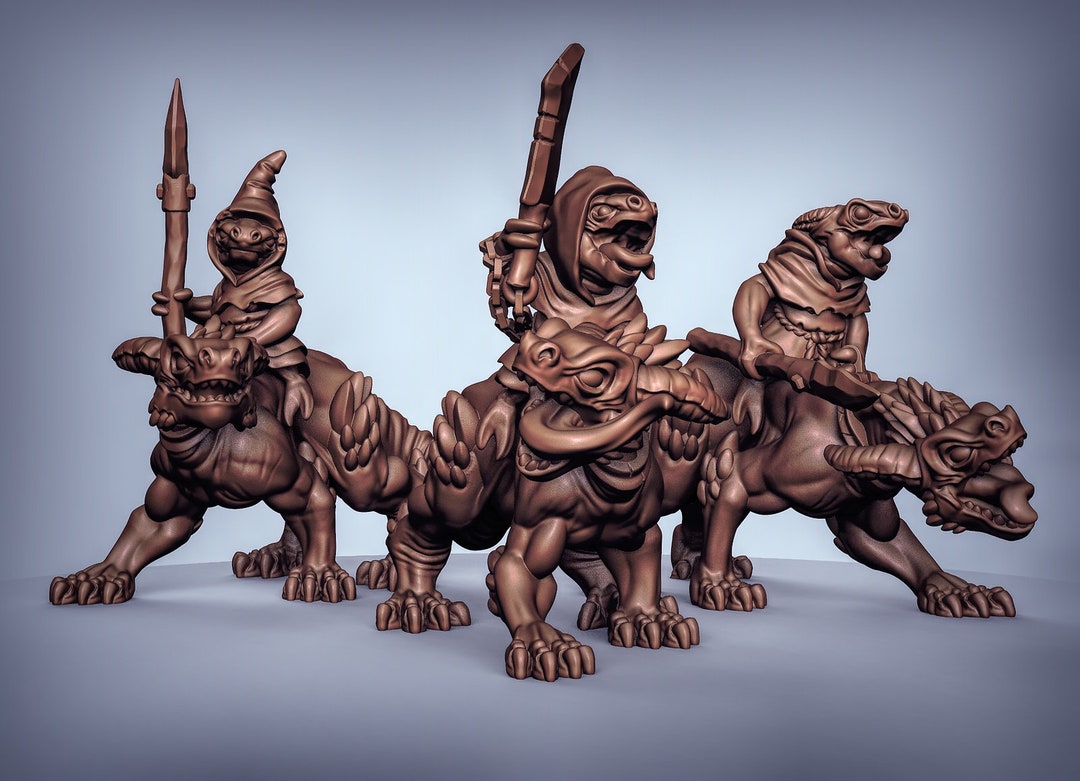 Kobolds on Riding Lizard Mounts 28mm or 32mm D&D 3D Resin Printed ...