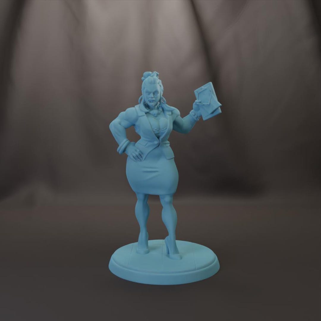 Oggra Sexy Female CEO Orc Pinup - Fantasy Office Set - D&D Resin 28mm ...