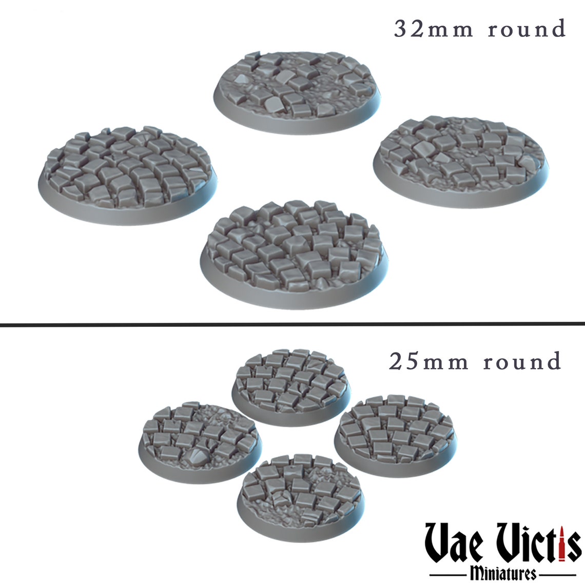 Cobblestone Gothic Bases for D&D Miniatures 28mm 32mm 60mm and 100mm ...