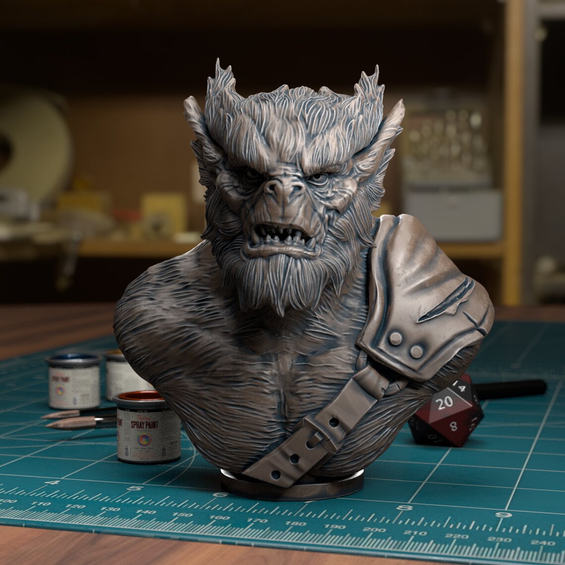 Bugbear Warrior Bust Resin Minis D&D Dungeons and Dragons Pathfinder ...