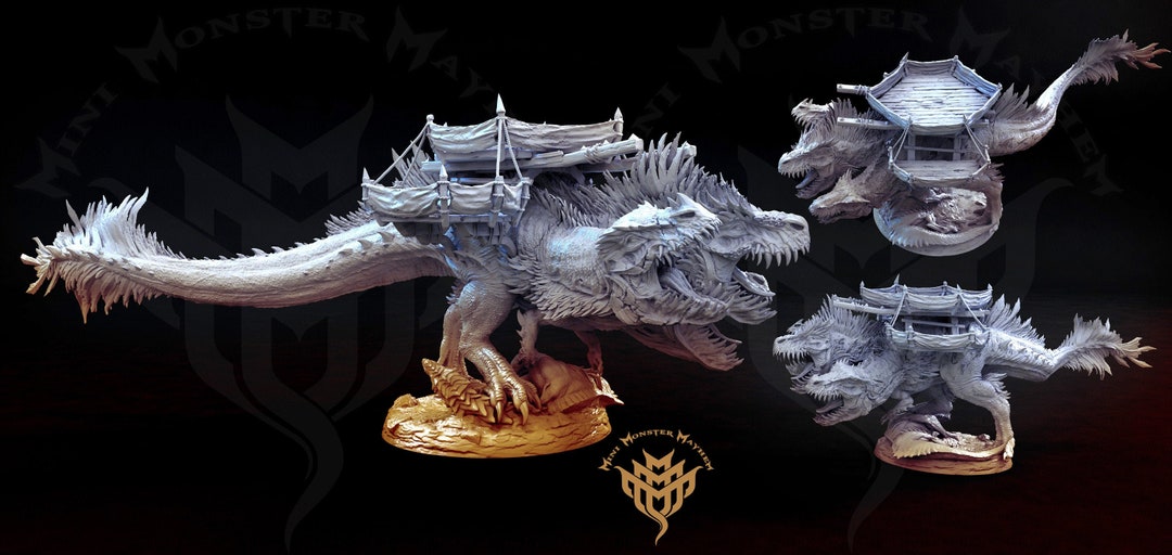 Cerberus Tyrannosaurus Rex 3-headed Trex Creature D&D Resin Miniatures ...