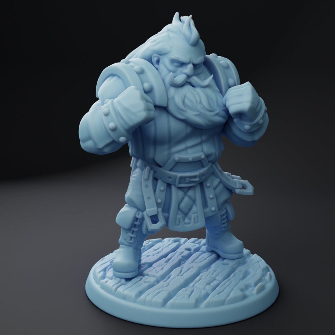 Storgen Dwarf Brawler Barbarian Fighter Mini D&D Resin 28mm 32mm or ...