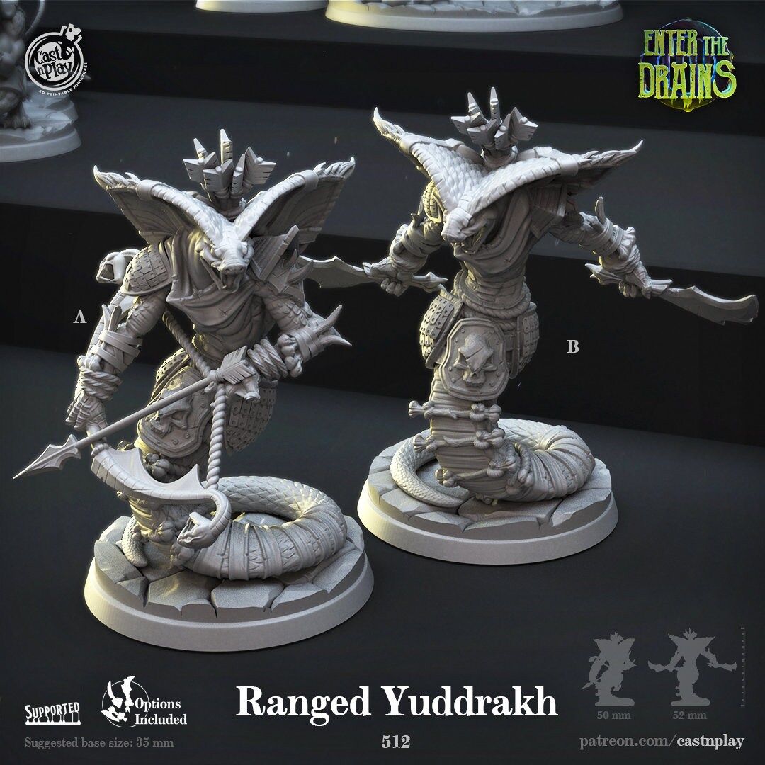 Ranged Yuddrakh Serpentfolk D&D 28mm 32mm Heroic Miniature Dungeons and ...