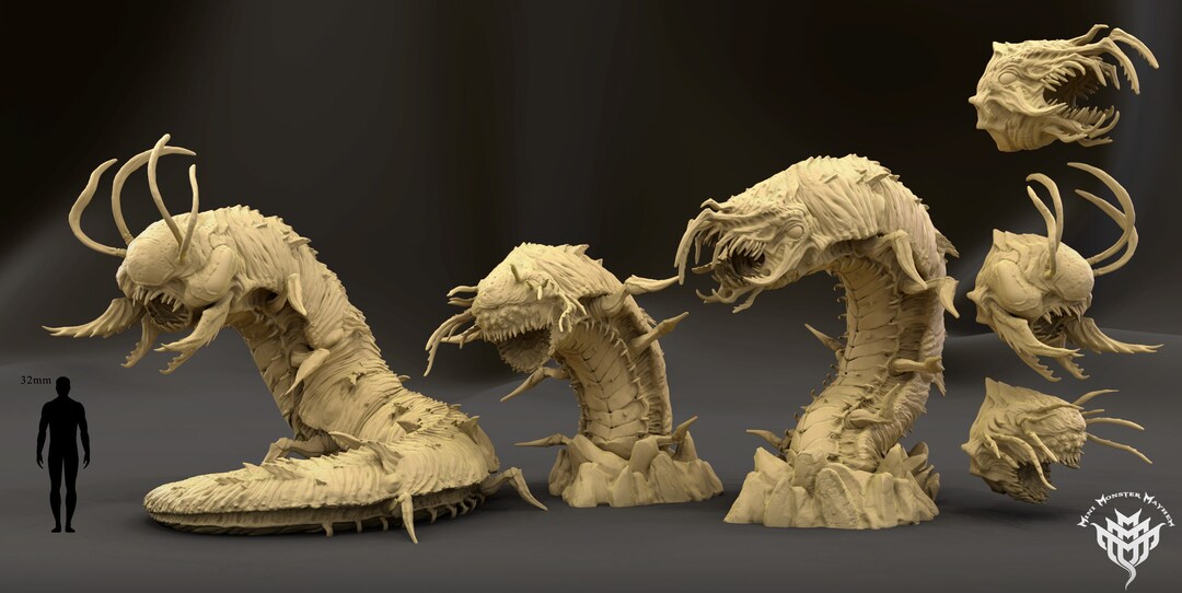 Carrion Crawler Earth Tremor Worm Monster 3D Resin Printed Miniatures ...