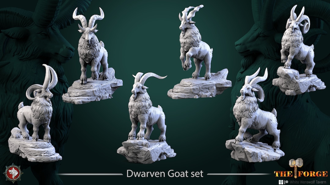Dwarven Mountain Goats 28mm or 32mm D&D Resin Miniature Dungeons and ...