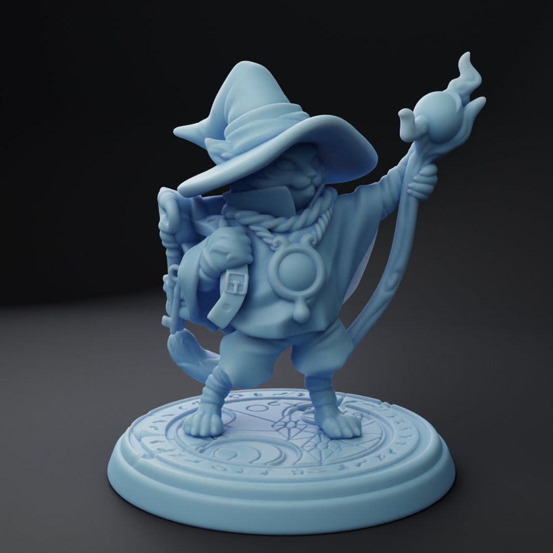 Callum Cat Wizard Ardling or Tabaxi Mage Mini D&D Resin 28mm 32mm or ...