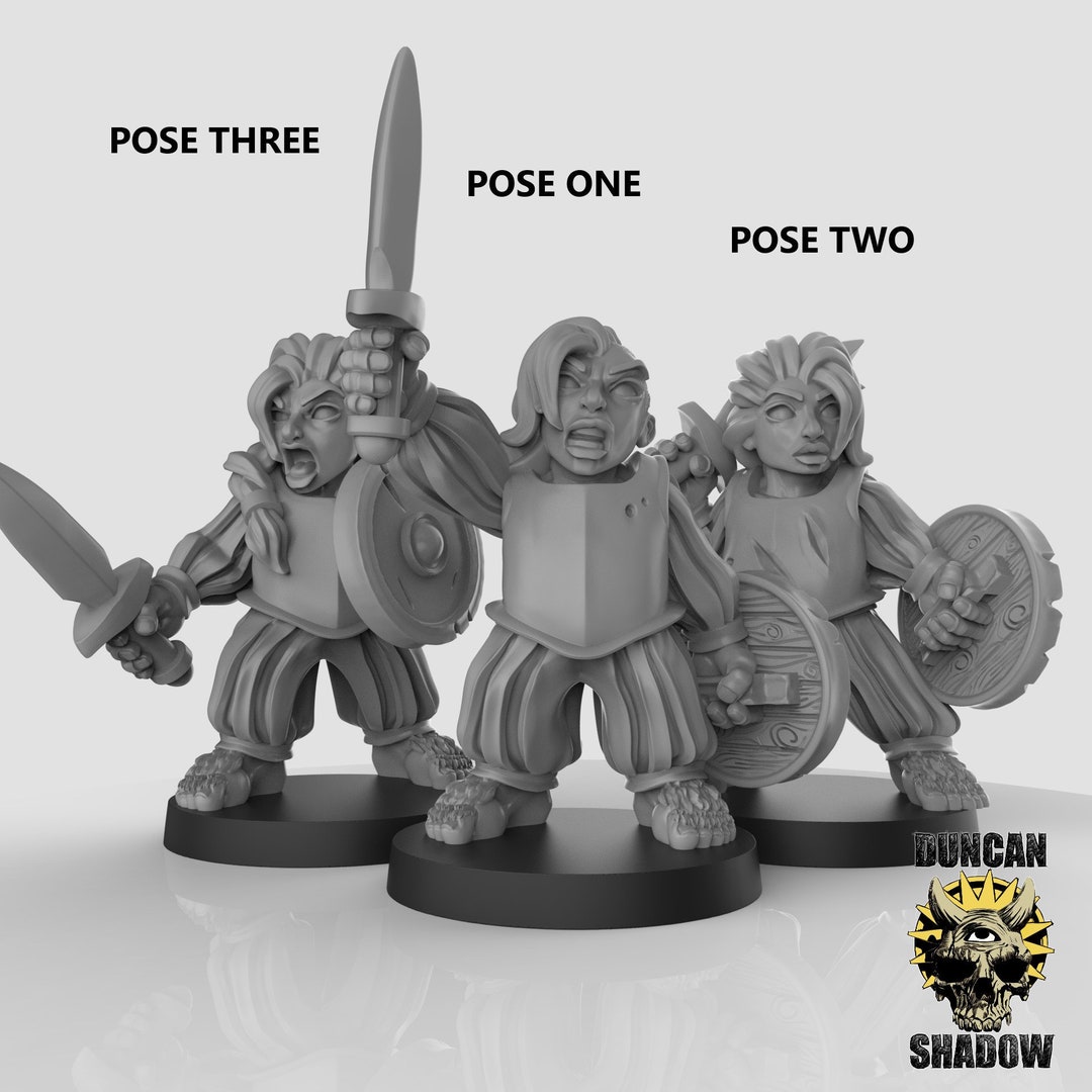 Female Halfling Fighters 28 32mm 3D Resin Printed Miniatures D&D ...