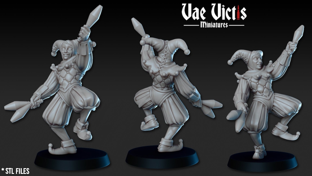 Court Jester NPC 28mm or 32mm D&D 3D Resin Printed Miniature Dungeons ...