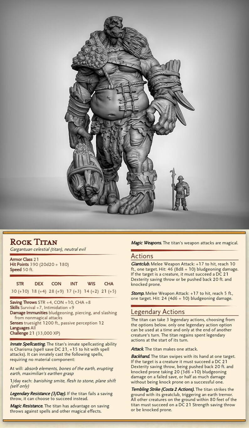 Maniacal Titan Behemoth D&D Miniature - BPA Free - Dungeons and Dragons ...