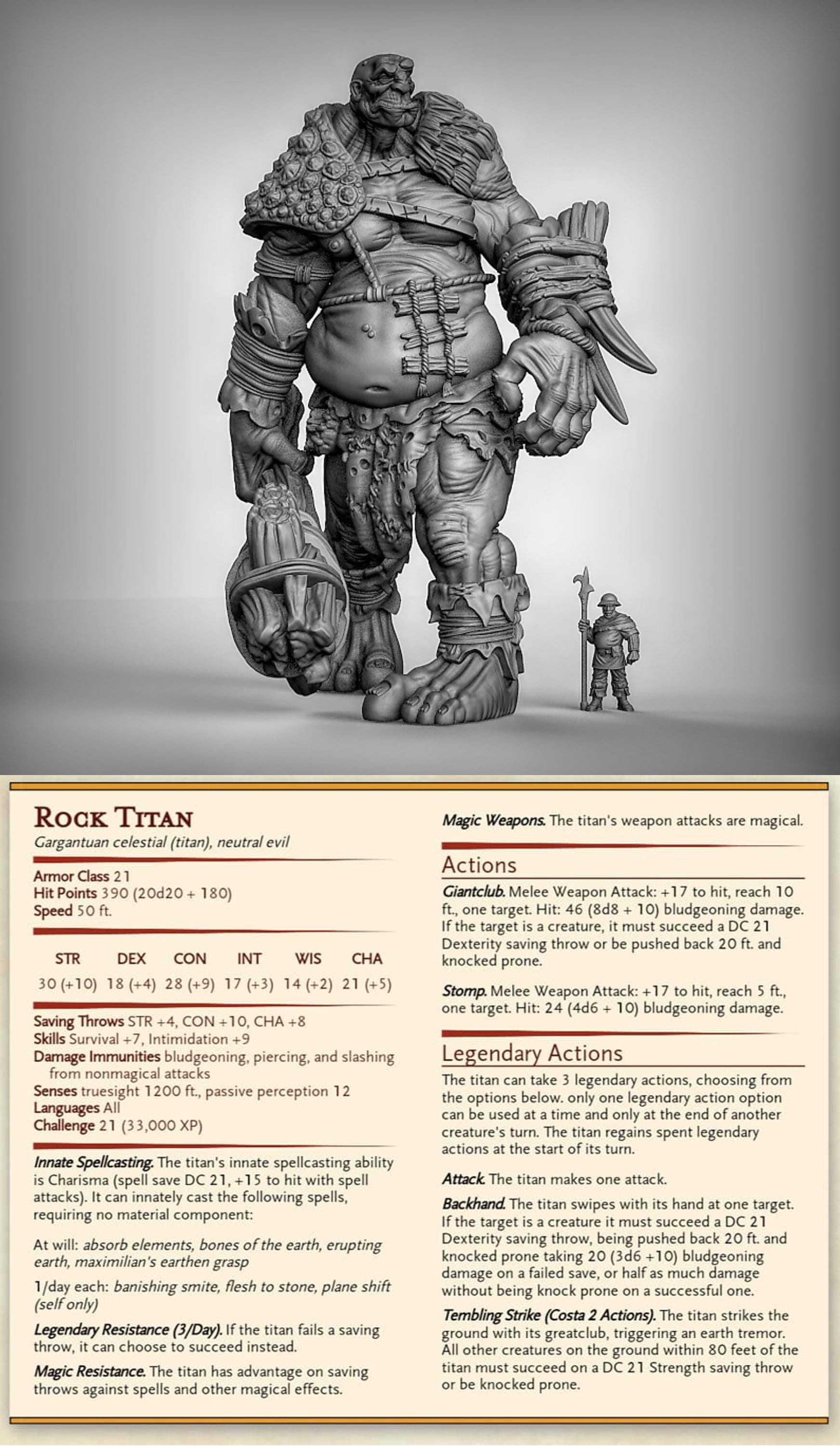 Titan Behemoth D&D Miniature BPA Free Resin Dungeons and - Etsy