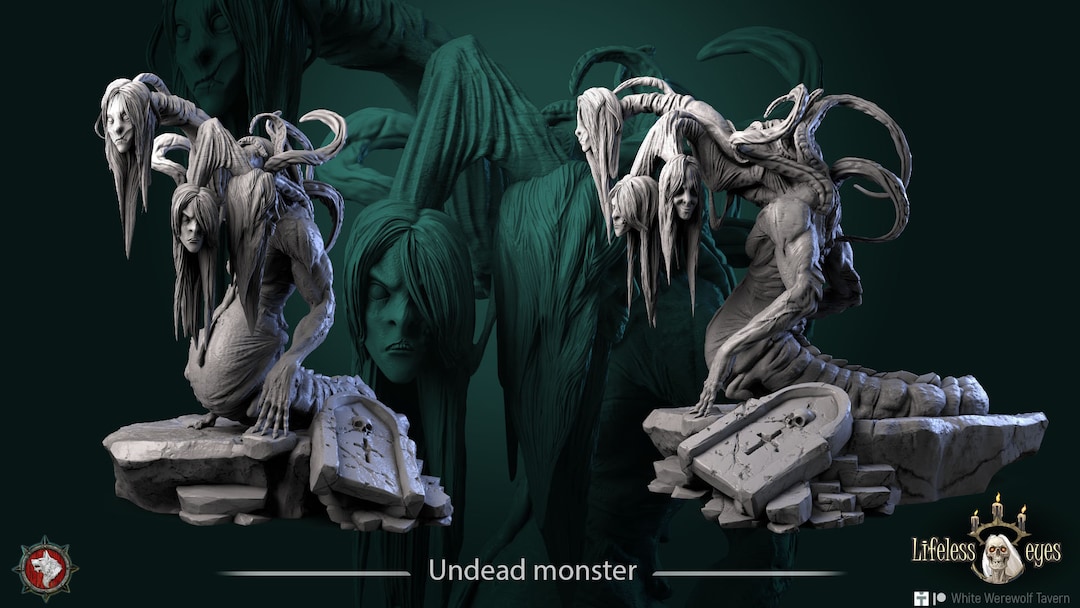 Undead Monster False Hydra 28mm or 32mm D&D Resin Miniature Dungeons ...
