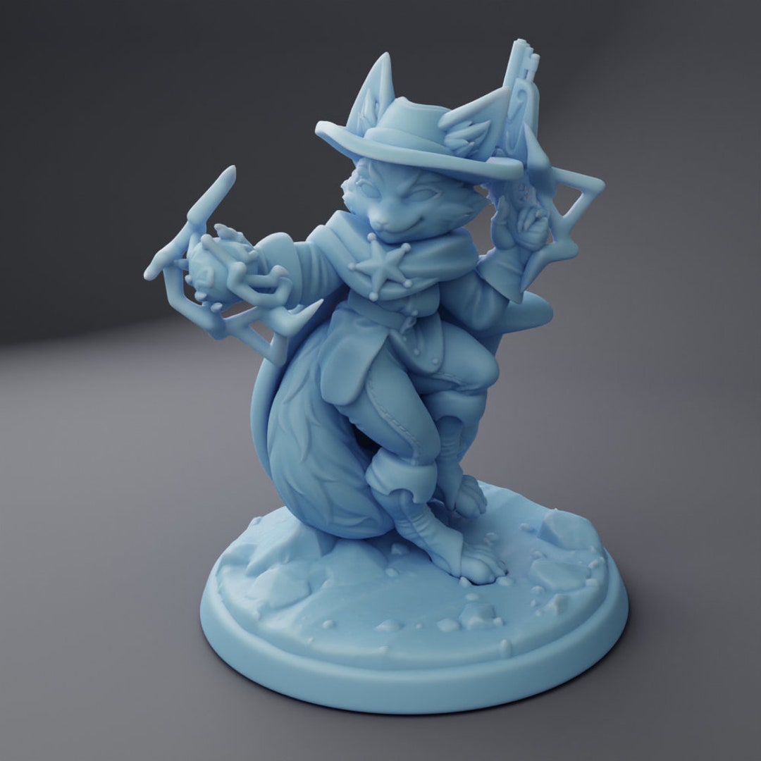 Female Deputy Fox Gunslinger 28mm 32mm 54mm or 75mm Statue D&D Resin ...