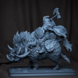 Battle Rush Armored Rider Feral Hog Mount Resin Printed D&D Miniature ...