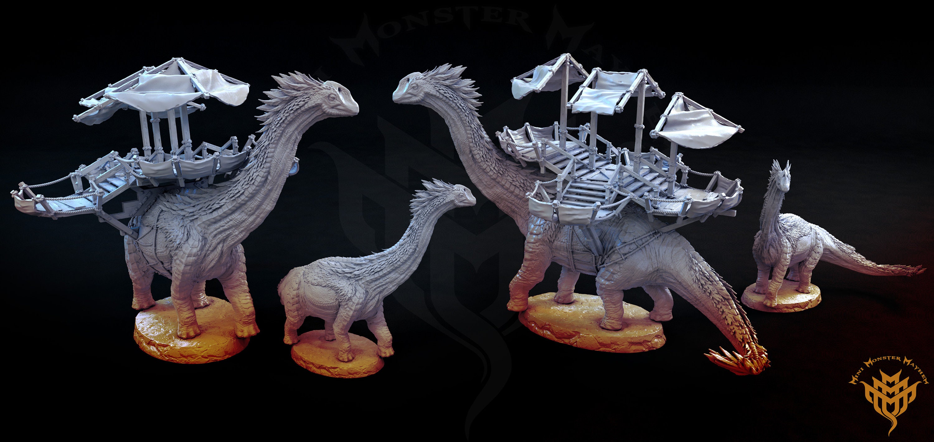 Long Neck Brontosaurus Dinosaurs 28mm D&D Resin Miniatures Dungeons and ...