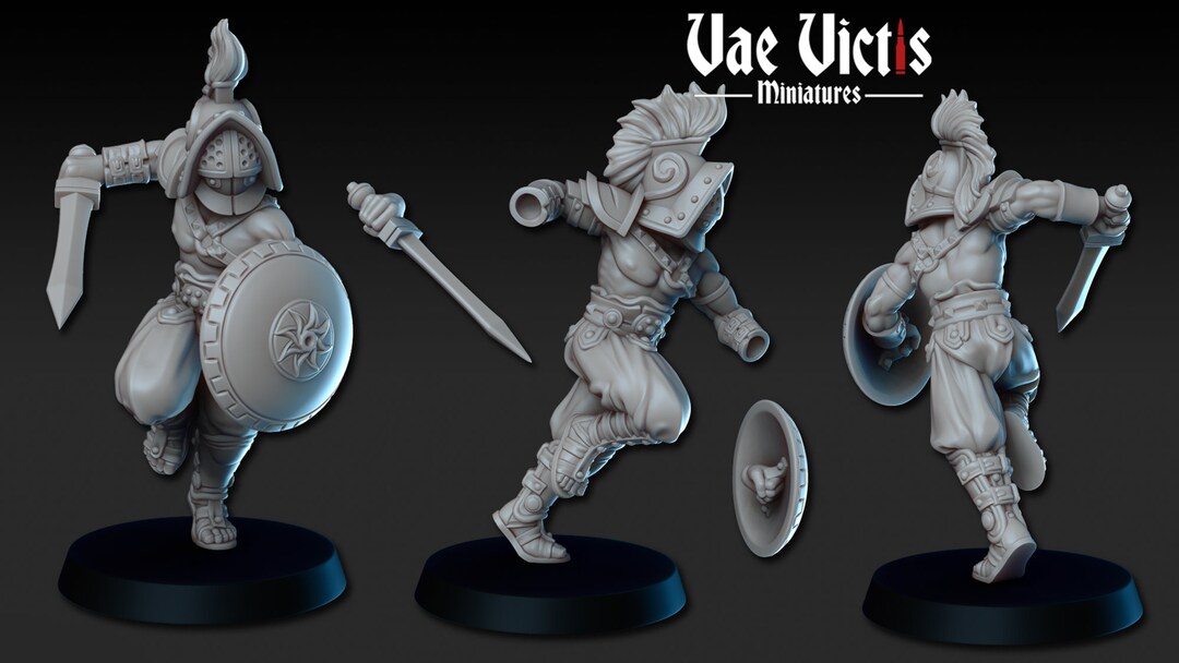 Gladiator Fighter 28mm D&D 3D Resin Printed Miniature Dungeons and ...
