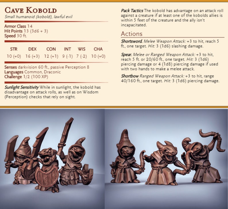 Kobolds on Riding Lizard Mounts 28mm or 32mm D&D 3D Resin Printed ...