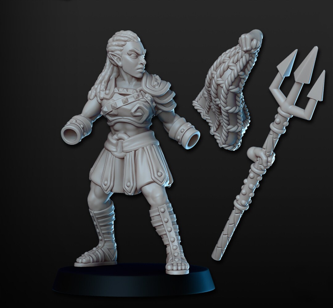 Female Elf Gladiator Fighter 28mm D&D 3D Resin Printed Miniature ...