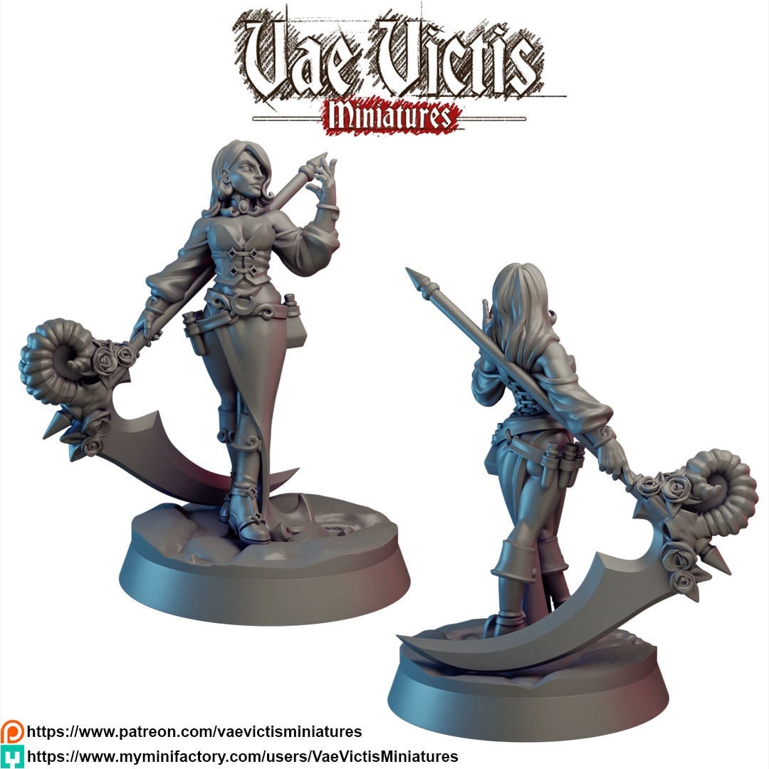 Female Necromancer Scythe 28mm 32mm D&D Resin Miniature Dungeons and ...