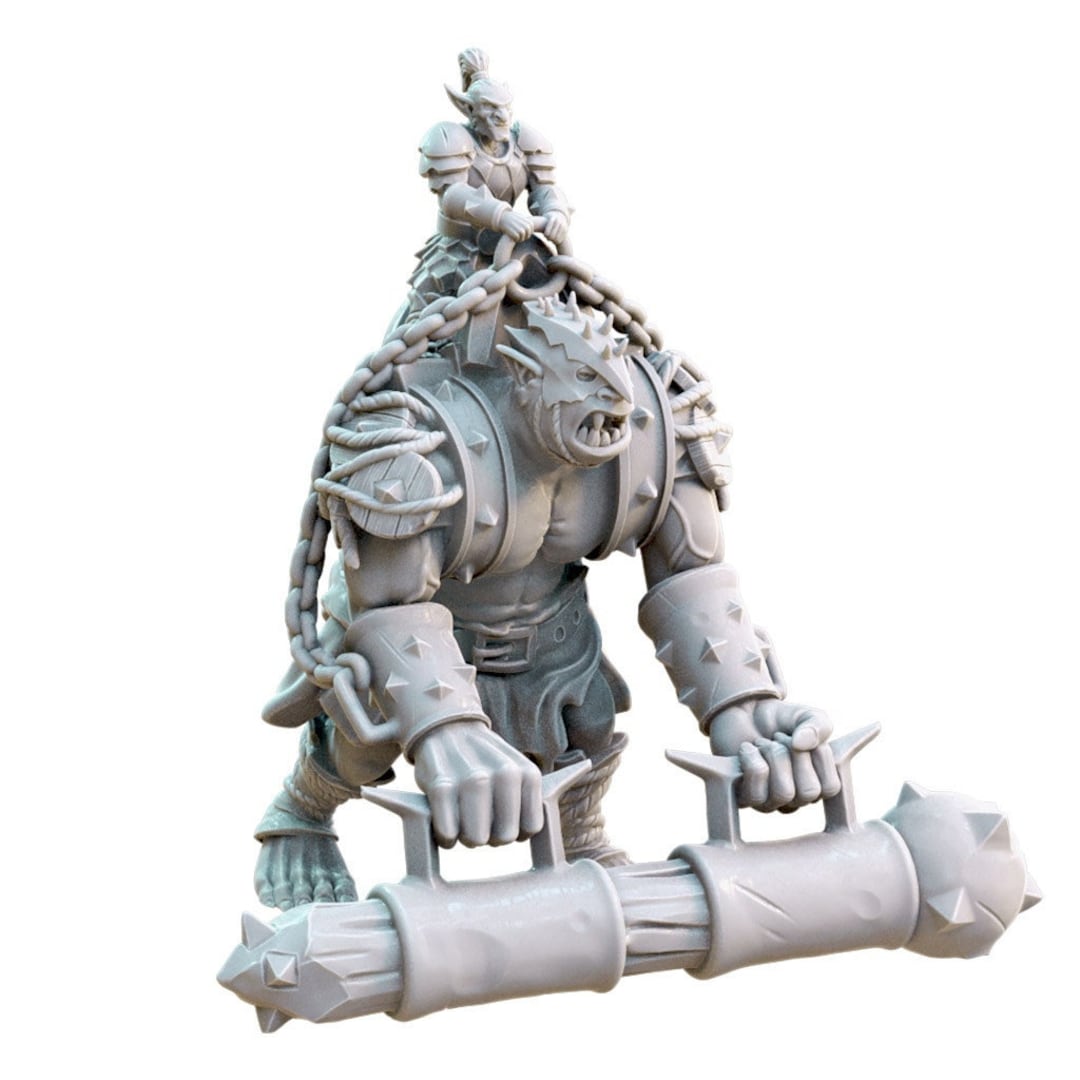 Siege Ogre and Goblin Rider D&D 28mm 32mm Miniature Dungeons and ...
