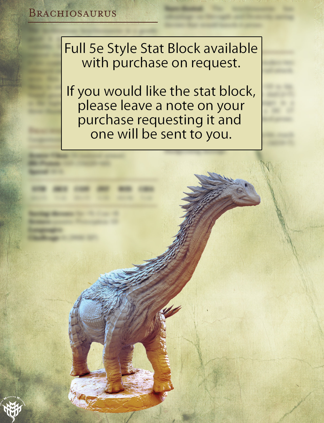 Long Neck Brontosaurus Dinosaurs 28mm D&D Resin Miniatures Dungeons and ...