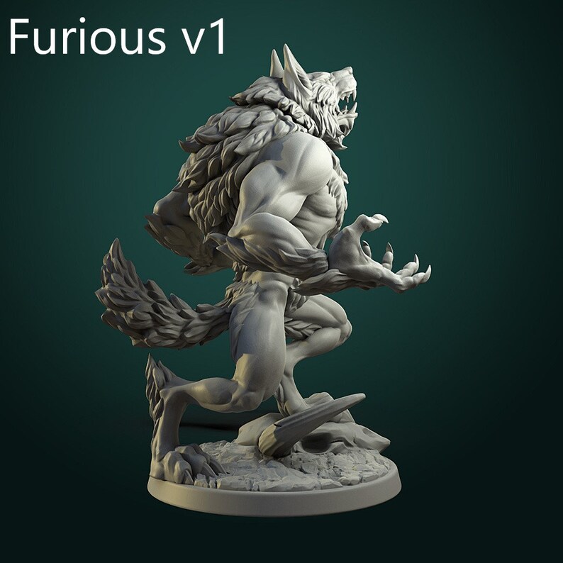 Werewolf Figures 4 Poses 28mm or 32mm Miniatures Dungeons - Etsy