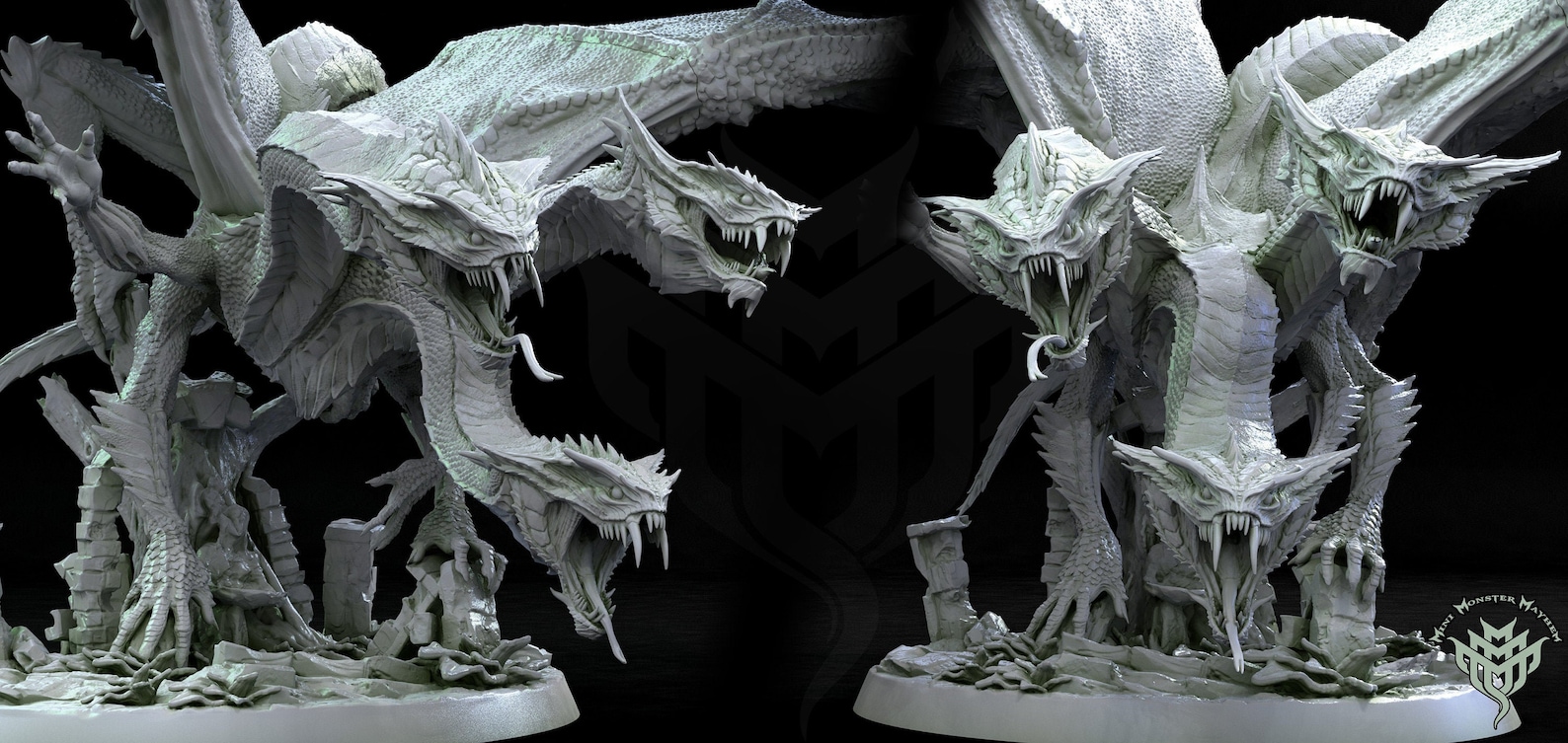 Draco Hydra Huge D&D 3D Resin Printed Miniature Dungeons and Dragons ...