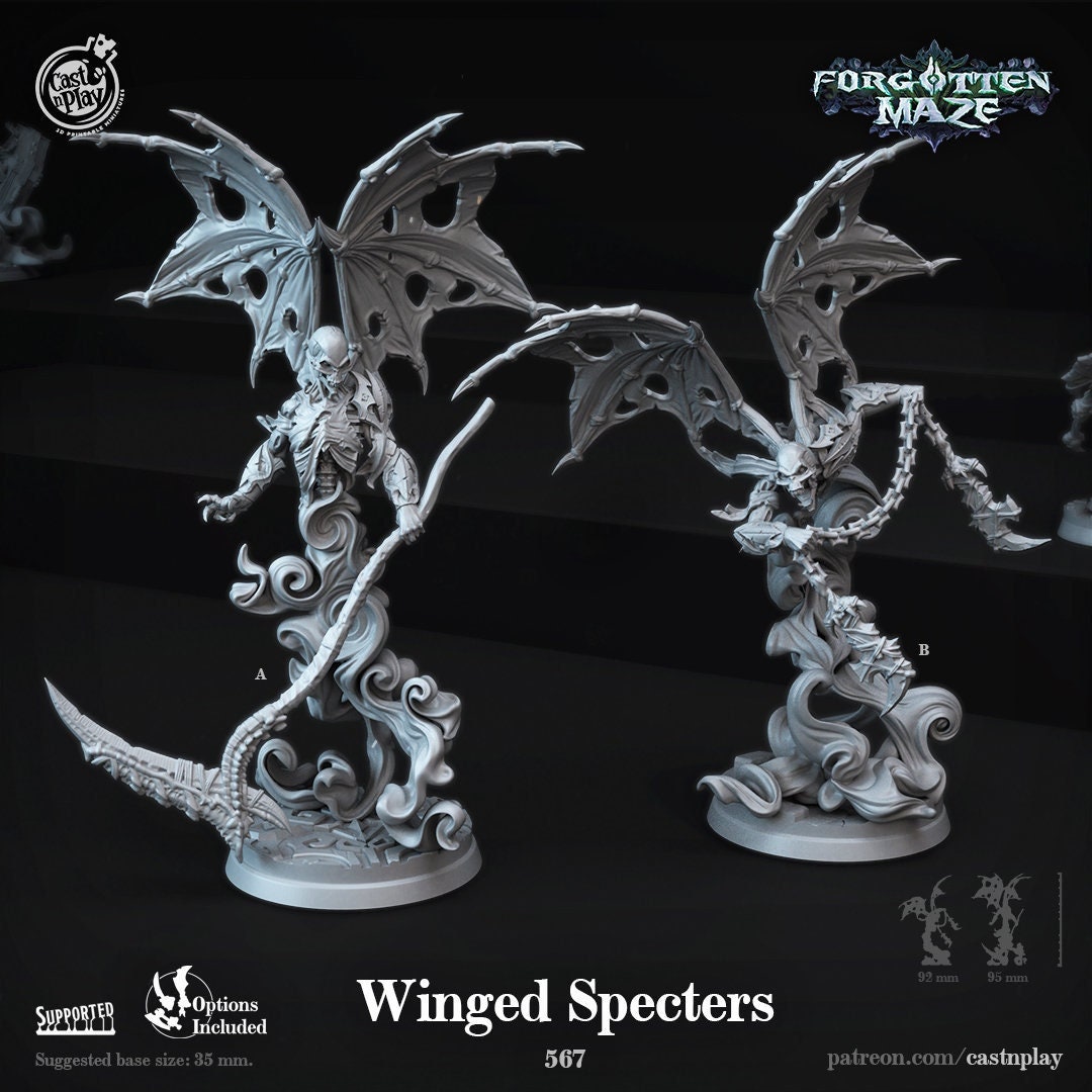 Winged Specter Flying Minis Undead D&D Resin 28mm 32mm Miniature ...
