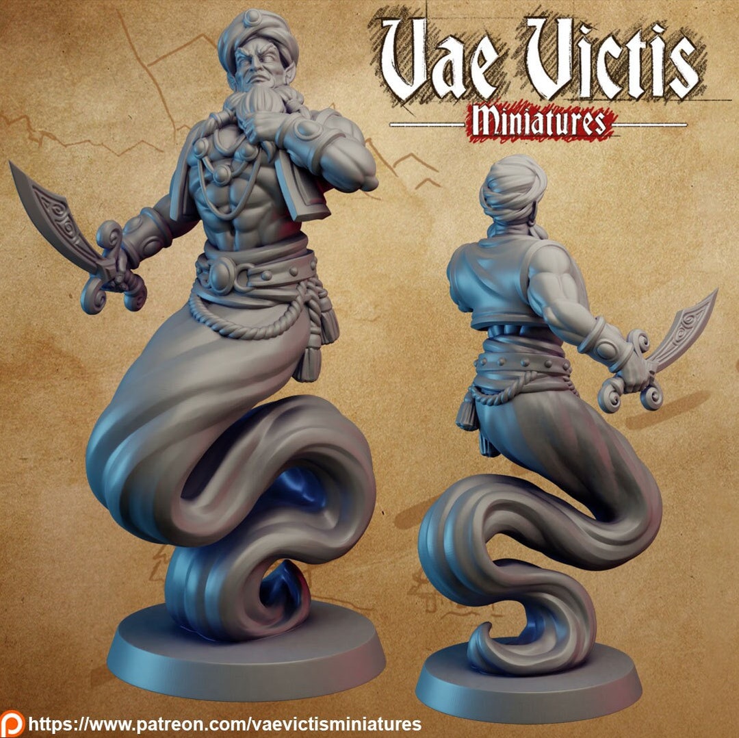 Djinn W/ Sword Genie Mini 28mm 32mm D&D Resin Miniature Dungeons and ...