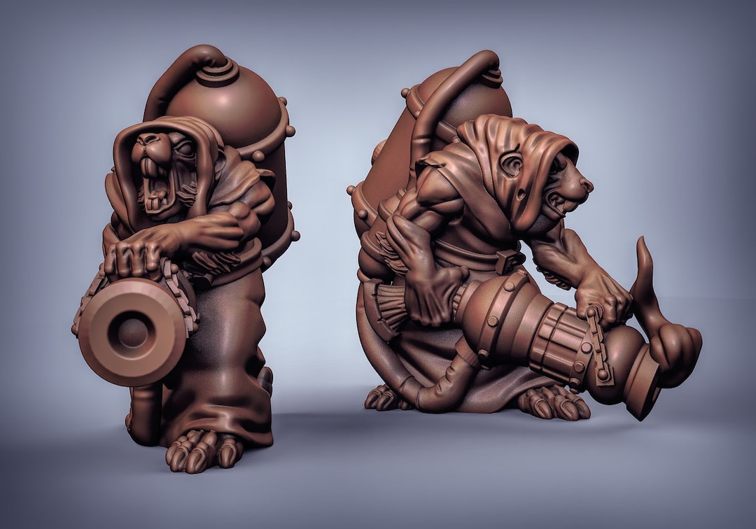 Skaven Warp Fire Thrower Flamethrower Rats 28mm or 32mm D&D 3D Printed ...