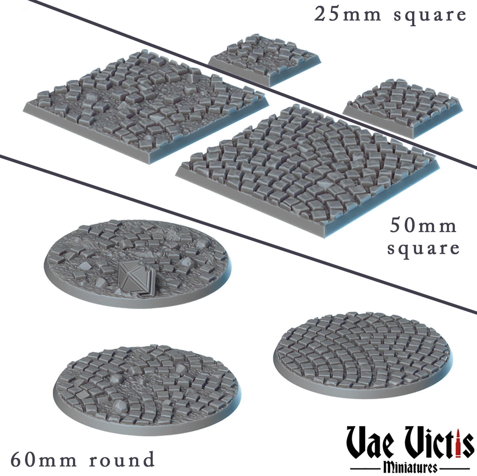 Cobblestone Gothic Bases for D&D Miniatures 28mm 32mm 60mm and 100mm ...