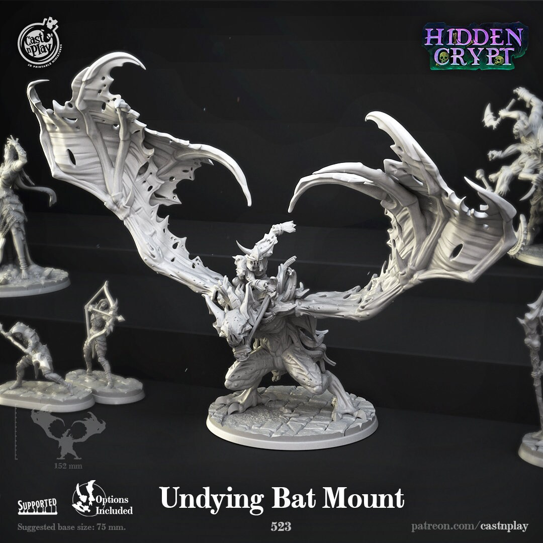 Undying Bat Mount Giant Zombie Bat D&D Resin 28mm 32mm Miniatures ...