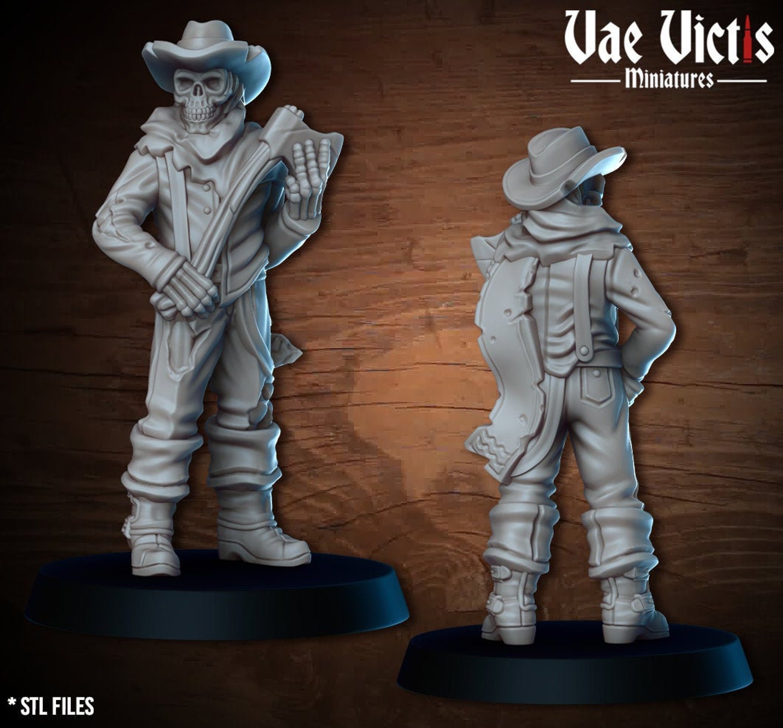 Undead Skeleton Cowboy 28mm 32mm D&D 3D Resin Print Miniature Dungeons ...