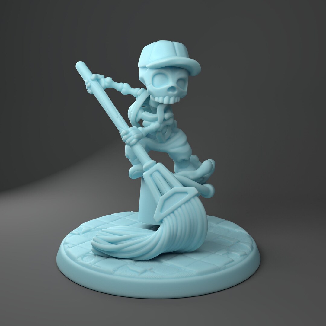 Moppy Cute Skeleton Janitor D&D Resin Printed 28mm or 32mm - Etsy
