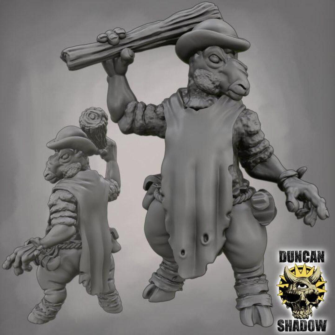 Sheep Folk W/ Clubs Ram Mobster Goons Rough up Crew 28mm 32mm D&D Resin ...