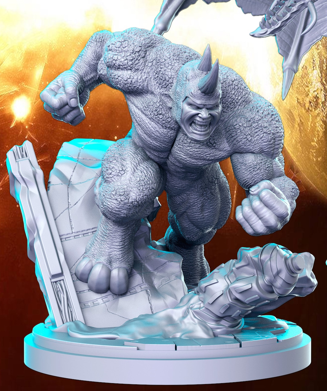 Rhino Comic Villain 28mm or 32mm D&D Resin Miniature Dungeons and ...