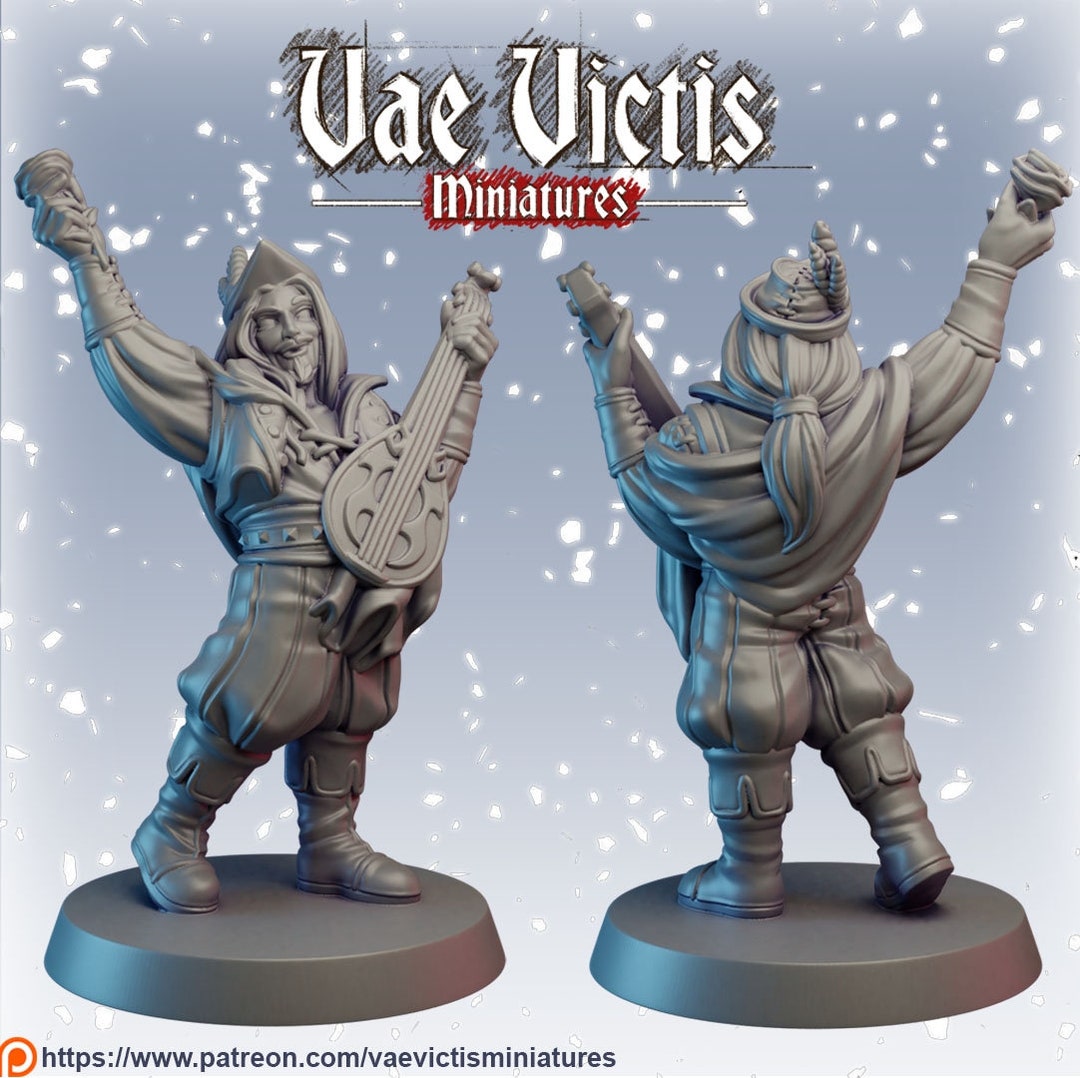 Human Bard Mini 28mm 32mm D&D Resin Miniature Dungeons and Dragons ...