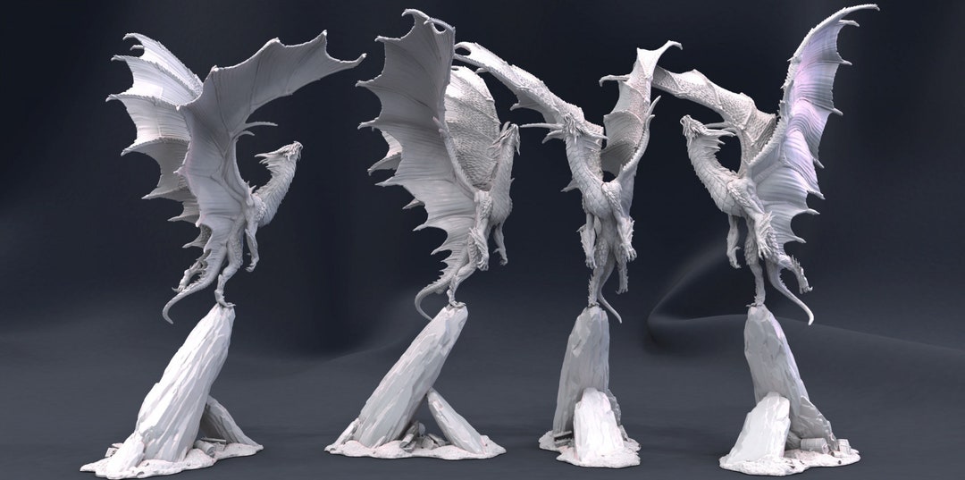 Gold Dragon Huge D&D 3D Resin Printed Miniature Dungeons and Dragons ...