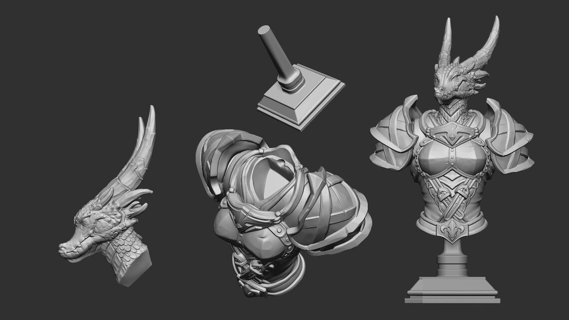 Armored Arsha Dragonborn Priestess Bust Resin Bust Dungeons - Etsy