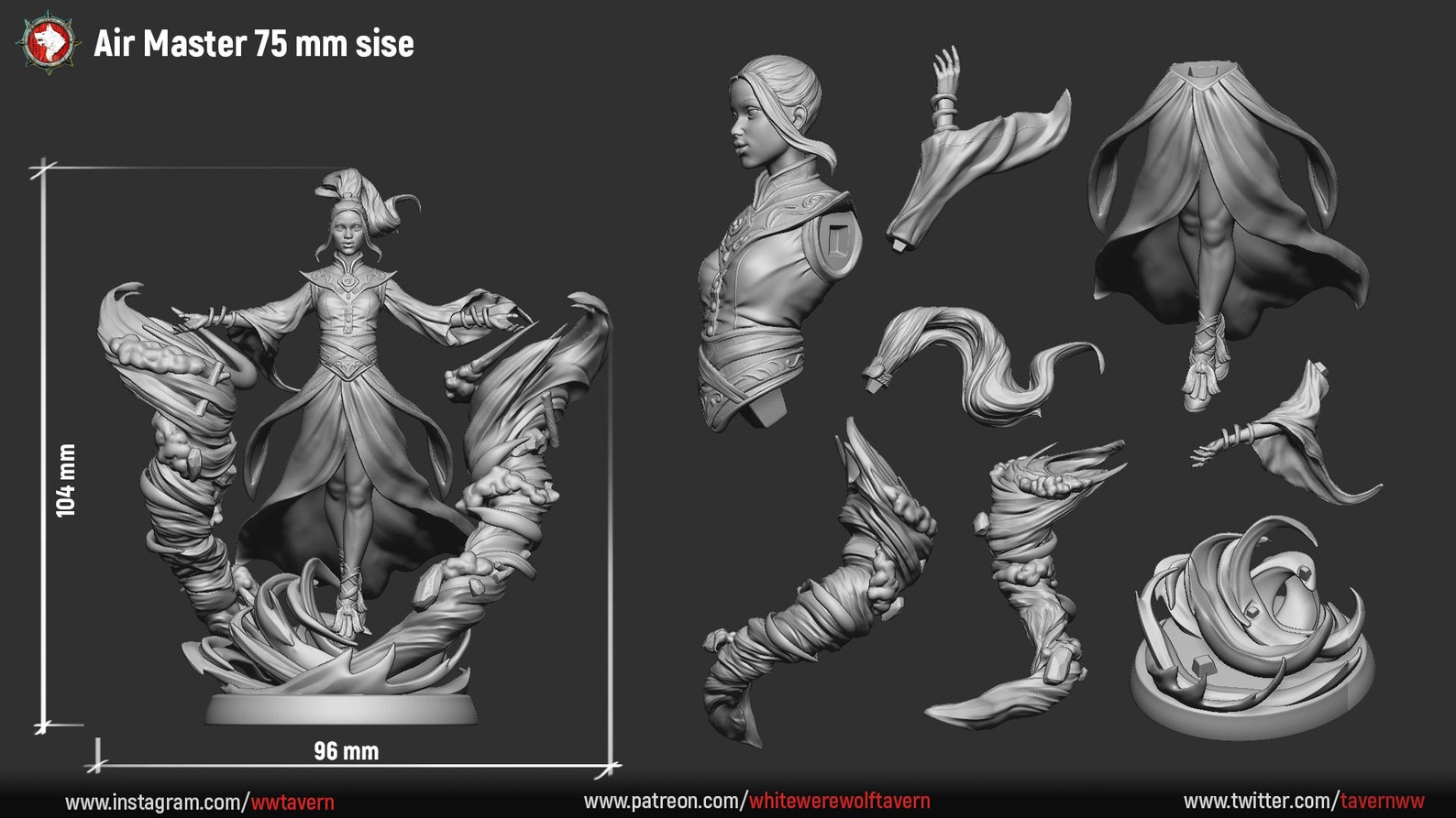 Air Master Bender Resin Mini 28mm 32mm and 75mm Scales Dungeons and ...