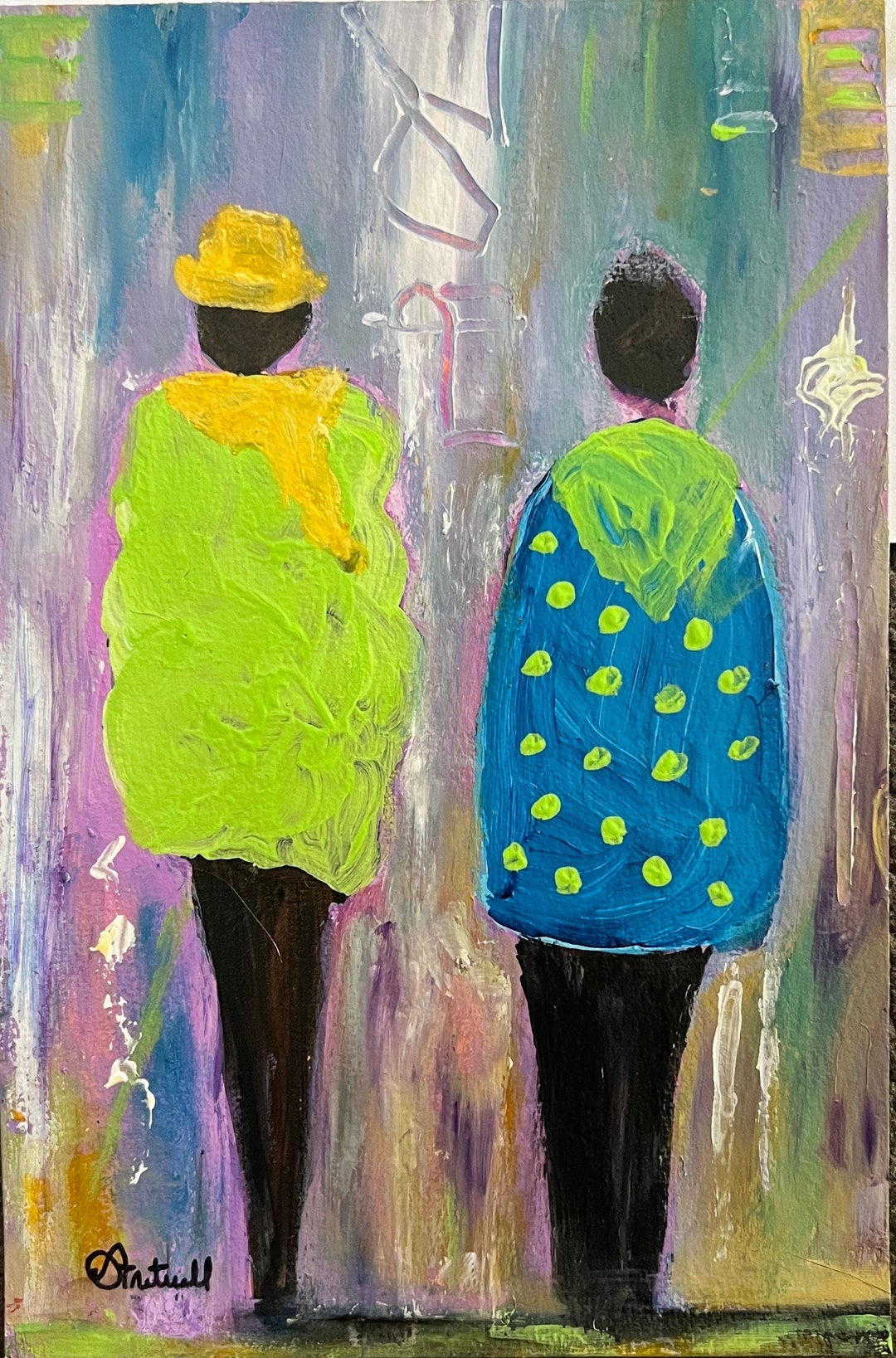 The Stroll: Original Acrylic Painting, Matted Art - Etsy