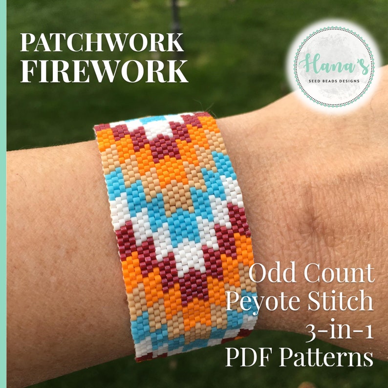 Patchwork Design Seed Bead Pattern, Odd Count Peyote Stitch 3-in-1 PDF ...