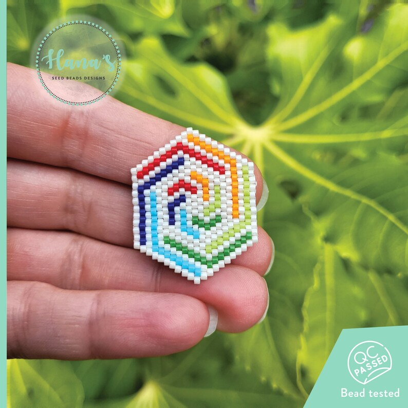 Seed Bead Brick Stitch Earring Pattern, Swirling Rainbow Pattern for ...