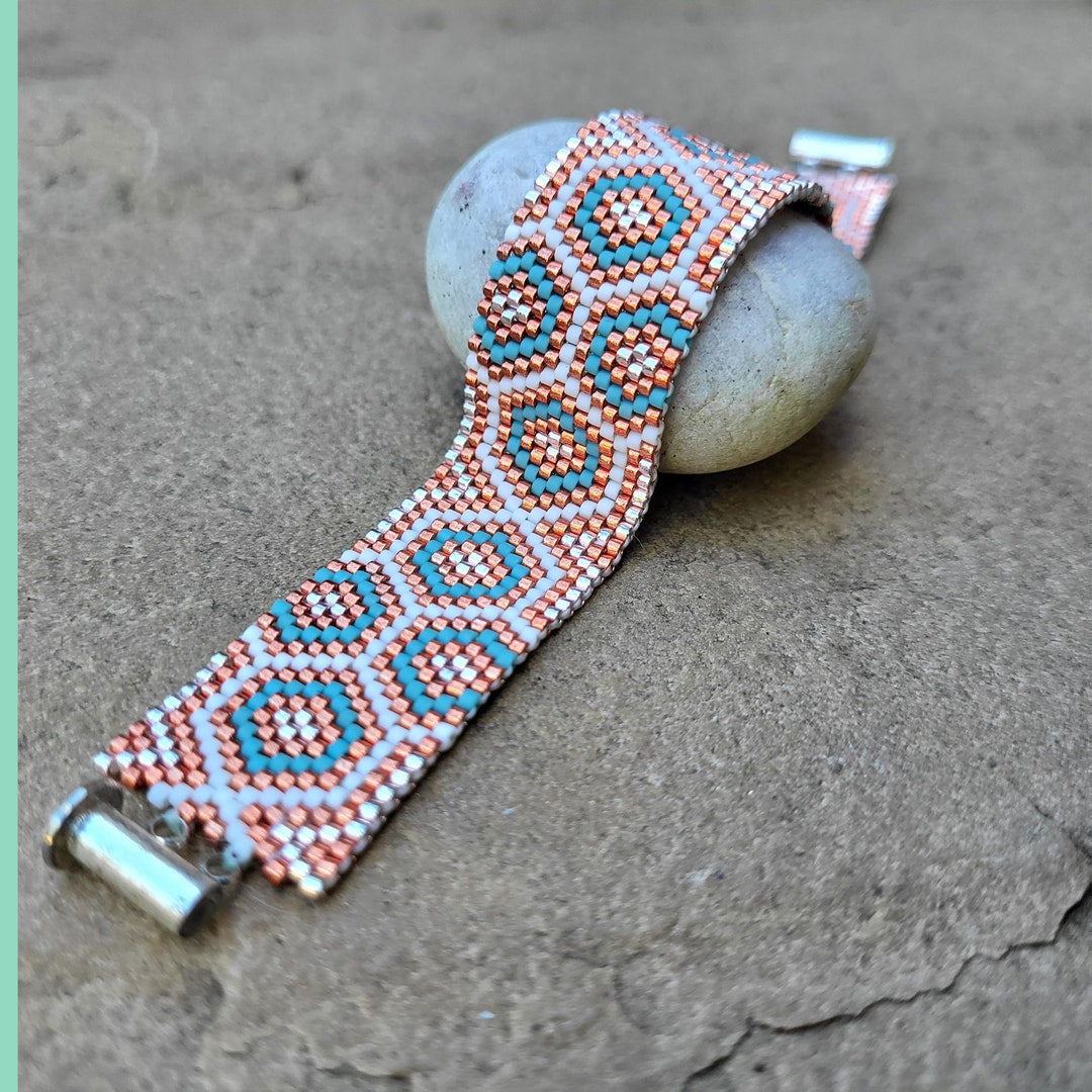 Peyote Stitch Bead Weaving Pattern PDF | DIY Seed Bead Bracelet, Beaded ...