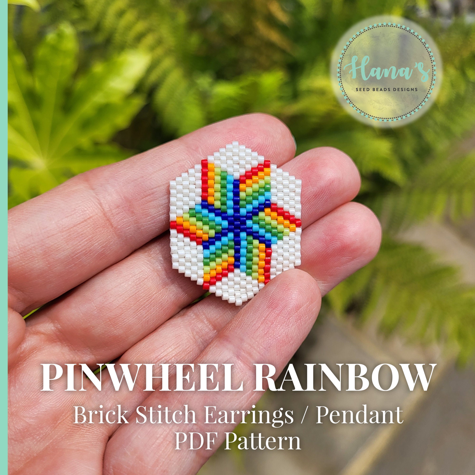 Pinwheel Rainbow Brick Stitch Seed Bead Pattern PDF Digital Download ...