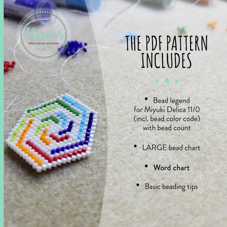 Seed Bead Brick Stitch Earring Pattern, Swirling Rainbow Pattern for ...