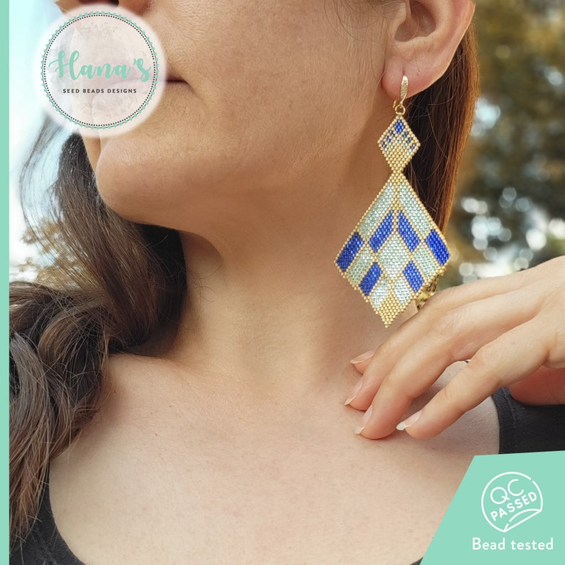 Brick Stitch Art Deco Seed Bead Stitch Earrings or Pendant Pattern PDF ...