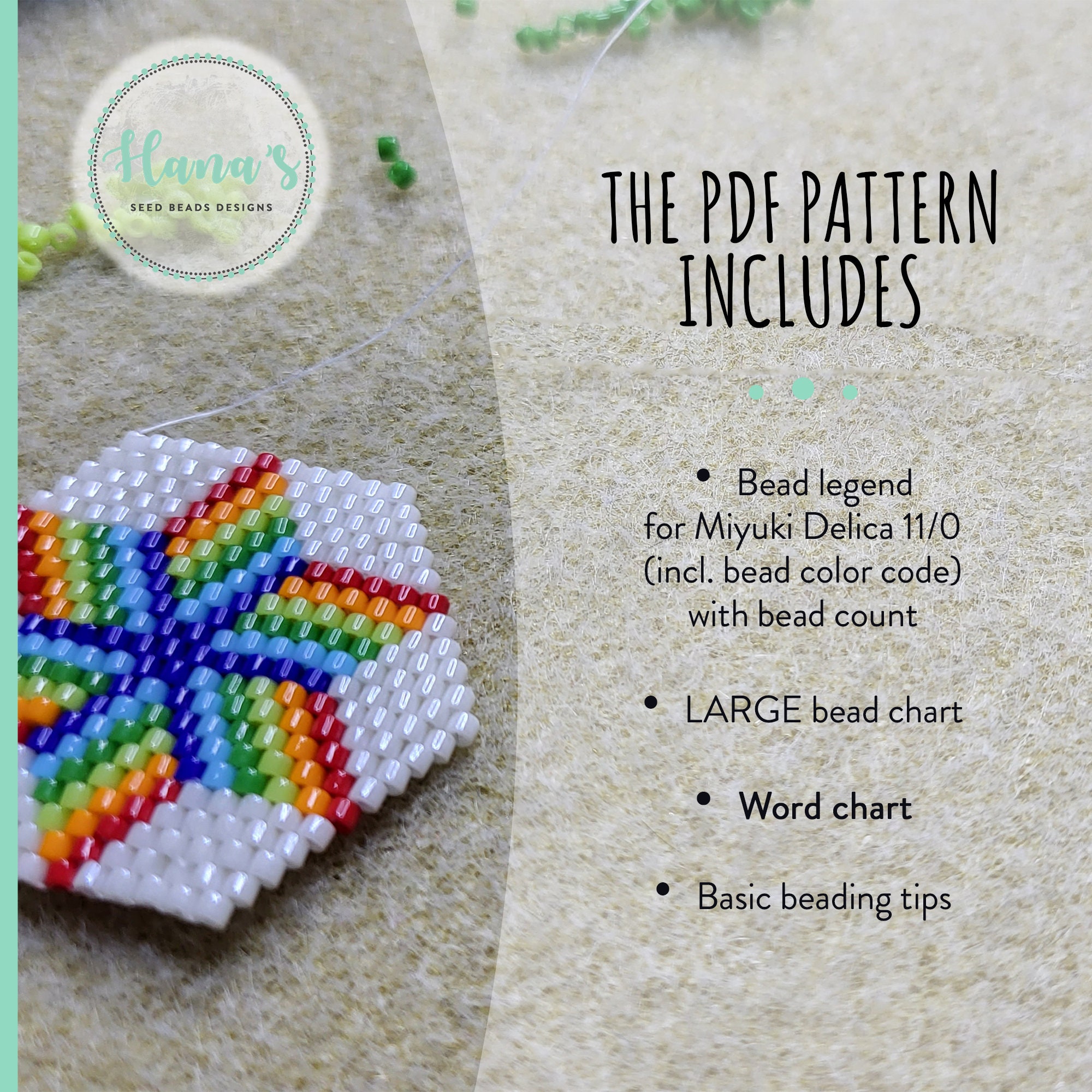 Pinwheel Rainbow Brick Stitch Seed Bead Pattern PDF Digital Download ...