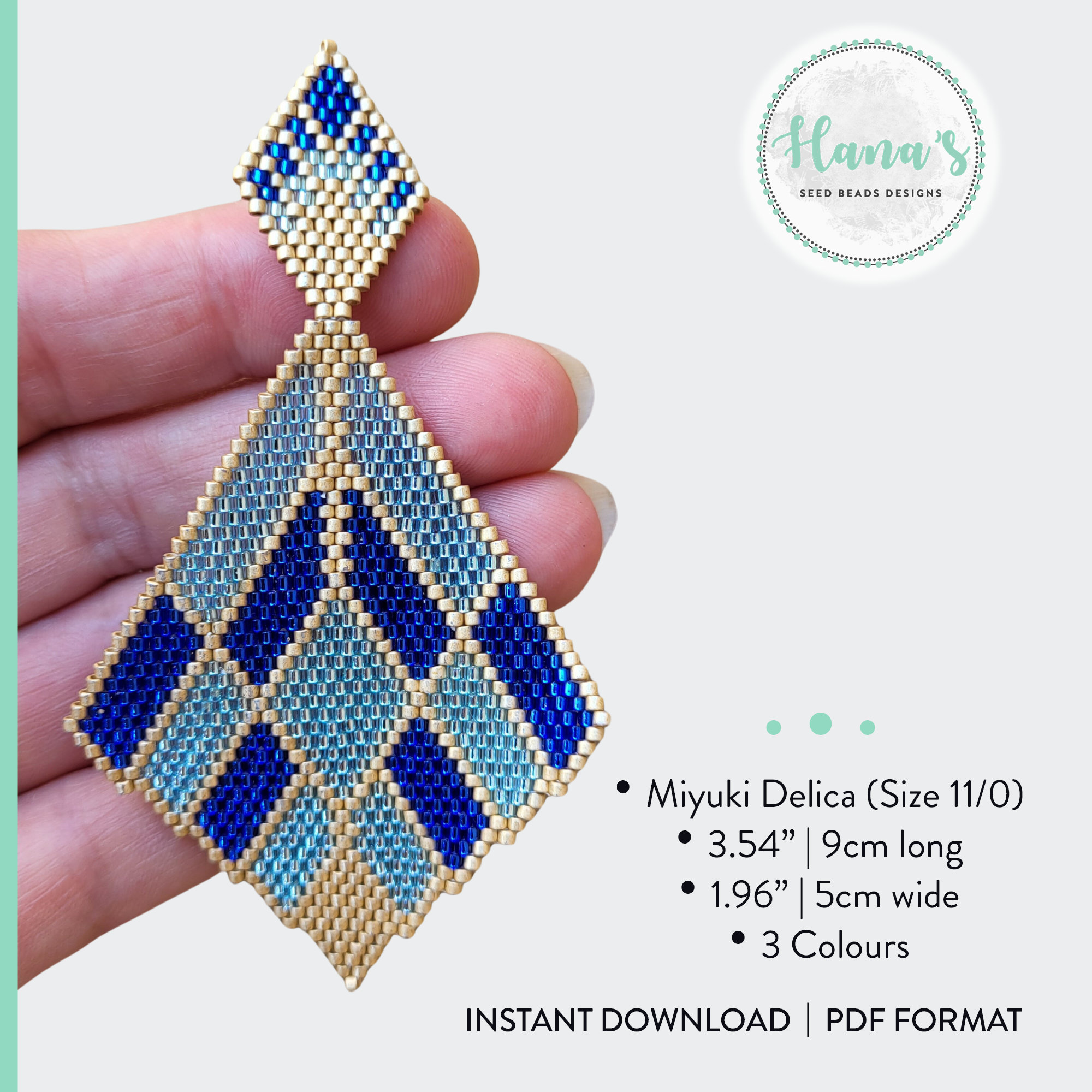 Brick Stitch Art Deco Seed Bead Stitch Earrings or Pendant Pattern PDF ...