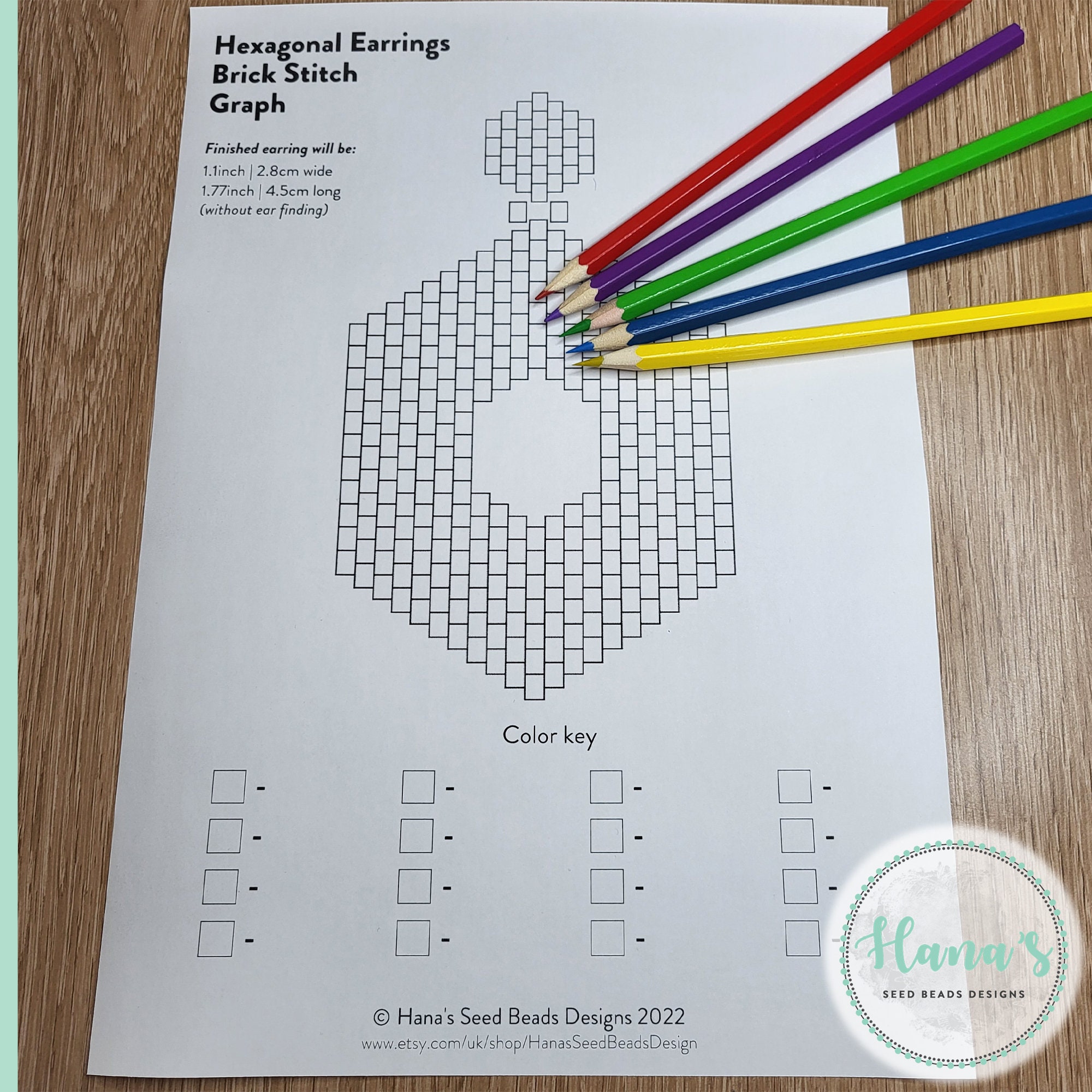 Brick Stitch Beading Graph Paper, Beading Paper for Hexagonal Brick ...