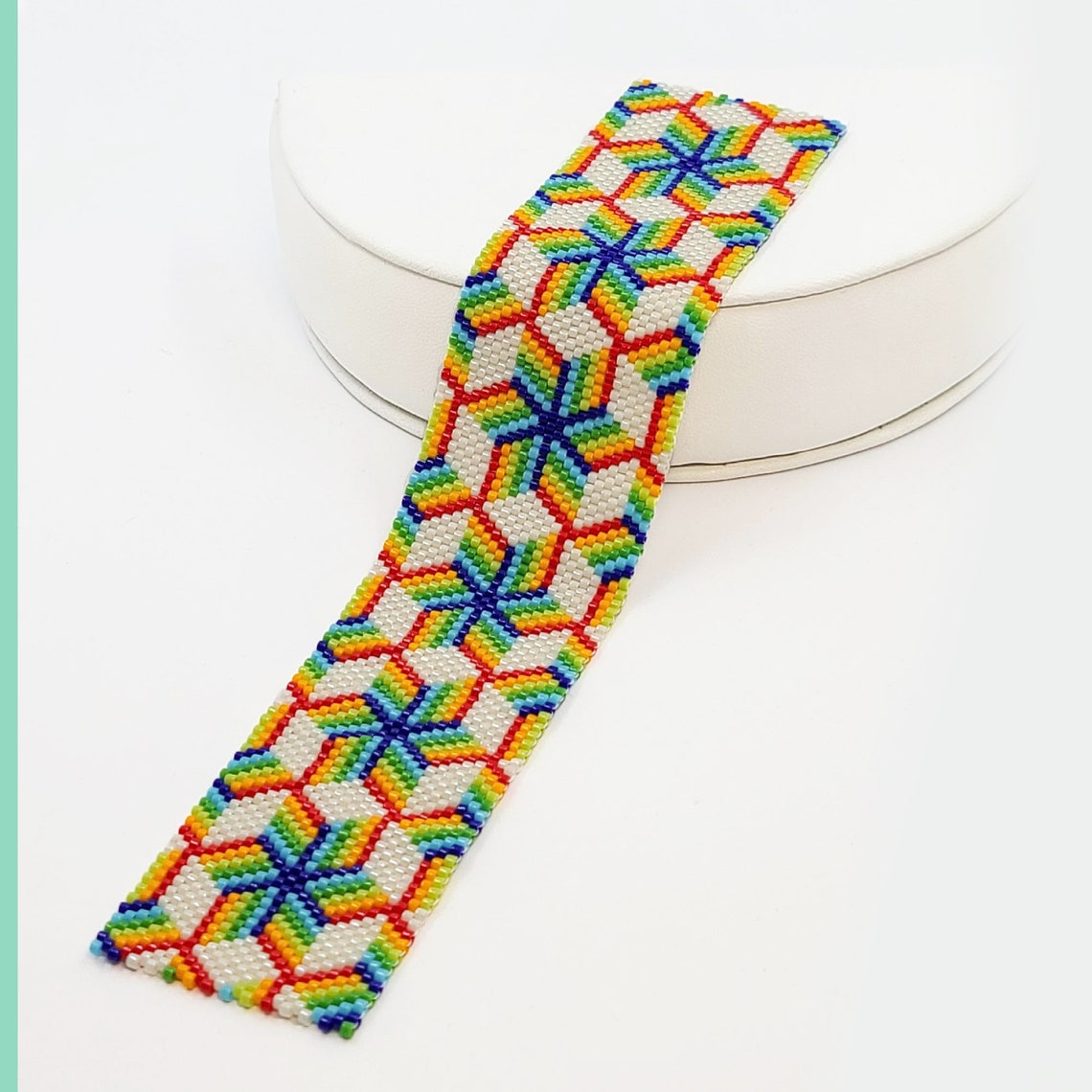 Rainbow Peyote Odd Count Peyote Pattern Geometric Bracelet - Etsy